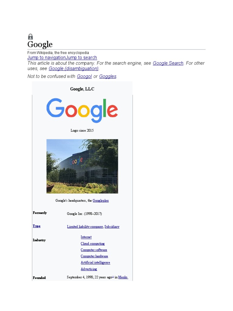 Google: Jump To Navigation Jump To Search | PDF | Alphabet Inc. | Web ...