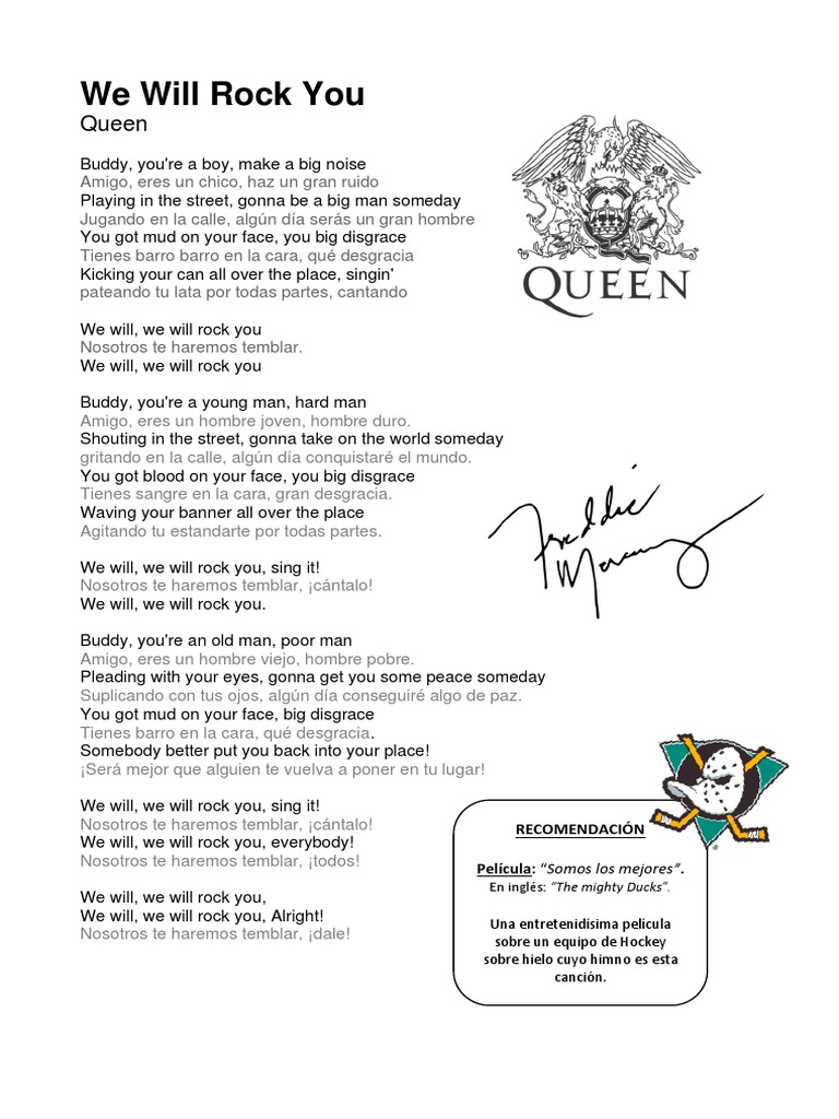 Letra de "We Will Rock You" de Queen | PDF