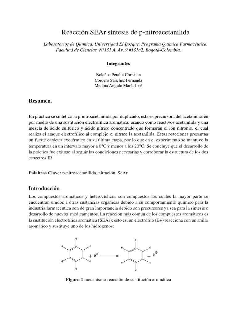 Síntesis de P-Nitroacetanilida | PDF | Compuestos químicos | Química Física
