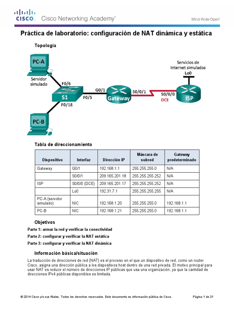9.2.2.6 Lab - Configuring Dynamic and Static NAT - ILM Terminado | PDF ...
