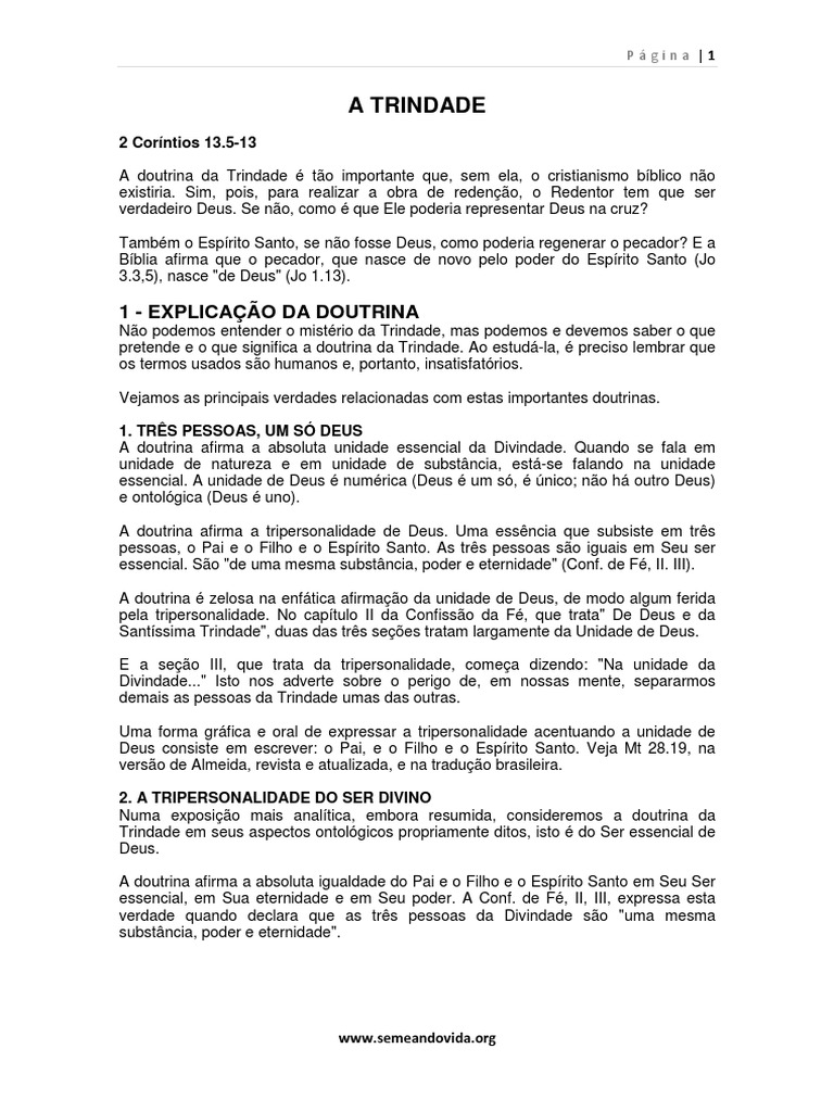 06 - A Trindade | PDF | Trindade | Logos (cristianismo)
