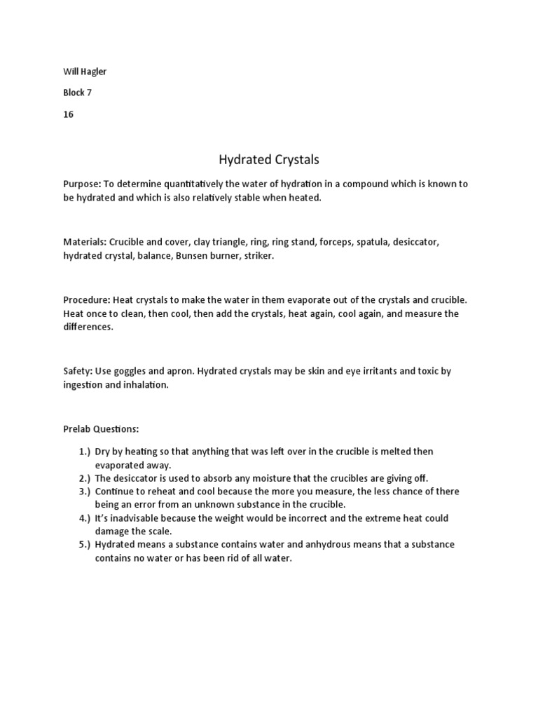 2-1 Hydrated Crystals | PDF