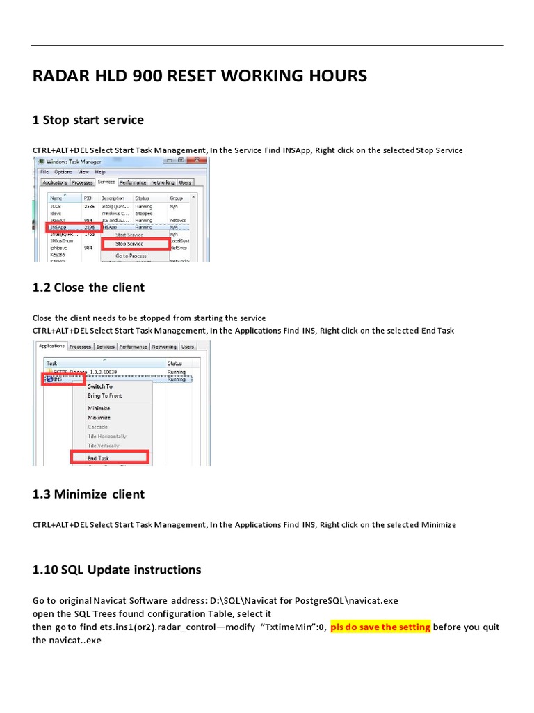 Radar HLD 900 Reset Working Hours | PDF