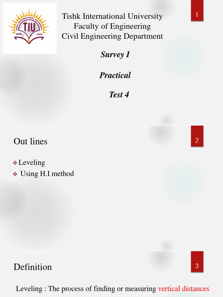 Tishk International University Civil Engineering Survey I Practical ...
