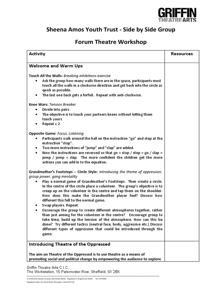 Forum Theatre Workshop Activities Guide | PDF