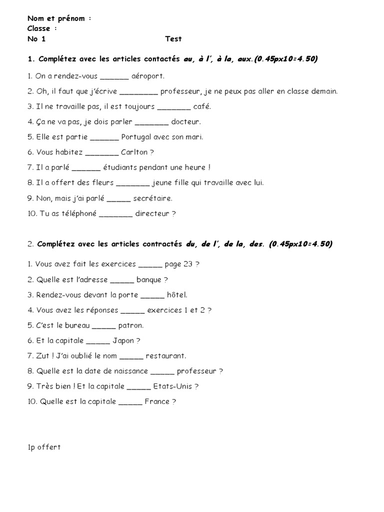 Articles Contractes Mini Test | PDF