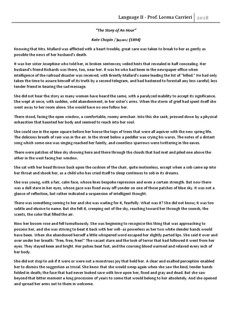 2 The Story of An Hour - Kate Chopin | PDF
