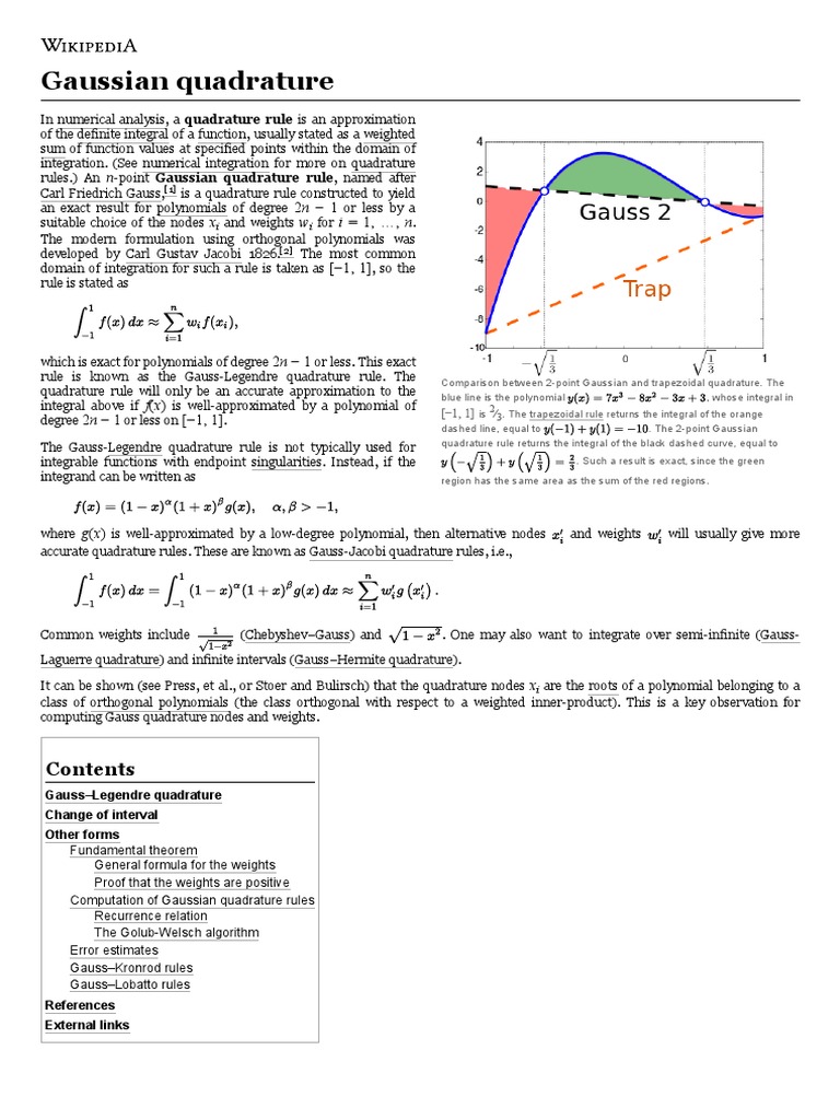 Gaussian Quadrature | PDF | Numerical Analysis | Mathematical Analysis