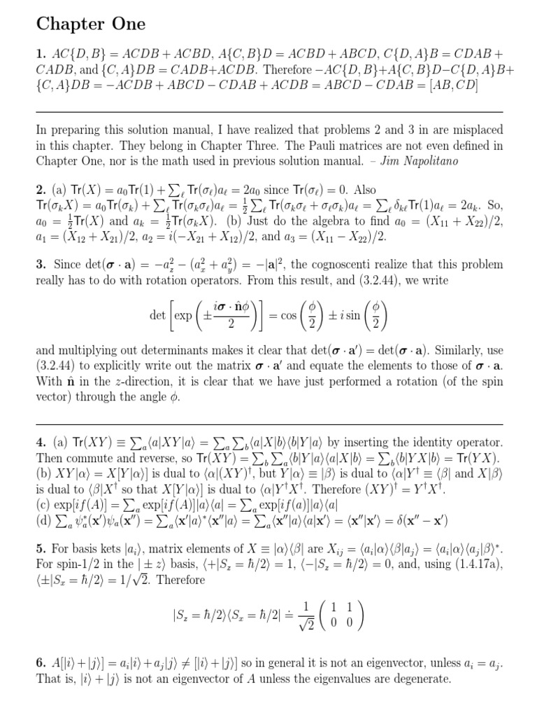 Sakurai - Solutions Manual PDF | PDF | Eigenvalues And Eigenvectors | Matrix (Mathematics)