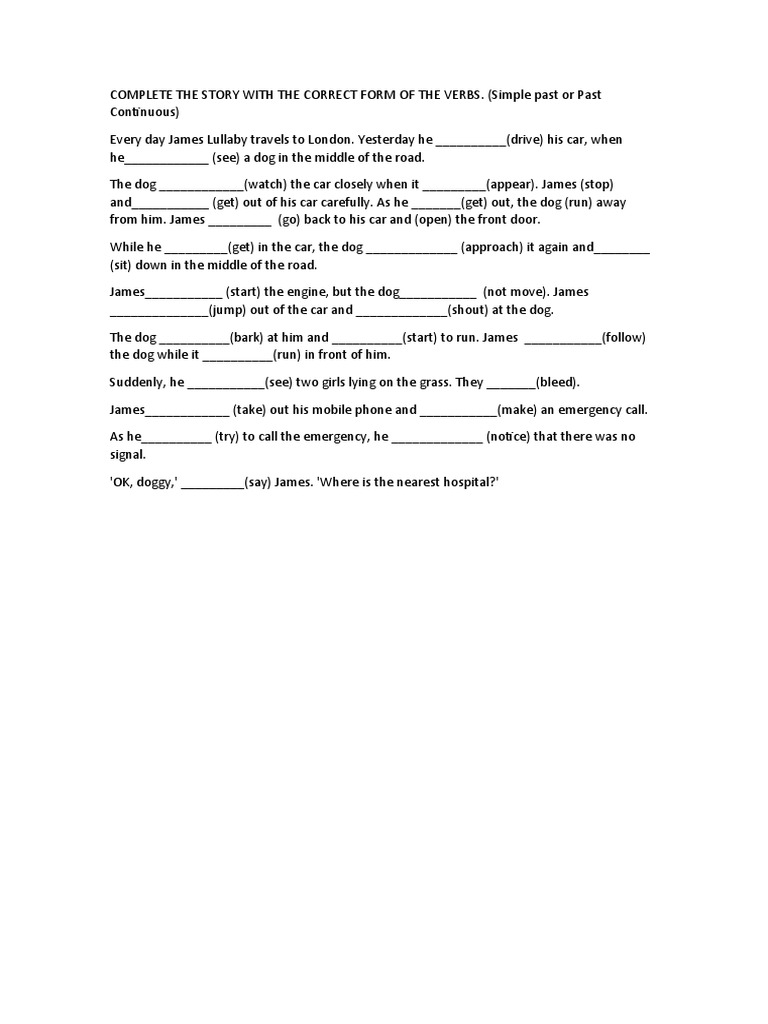 S. Past and Past Continuous Story Completion Exer | PDF