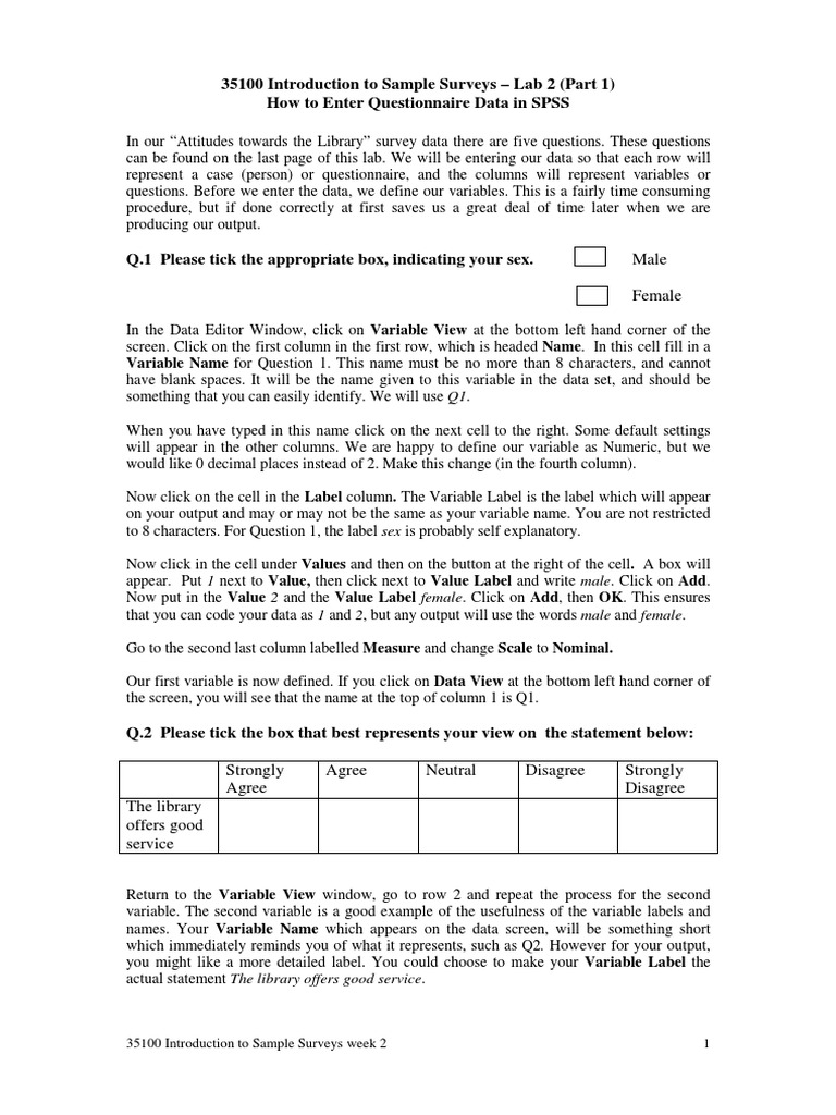 Introduction To Sample Surveys - Lab 2 (Part 1) How To Enter ...