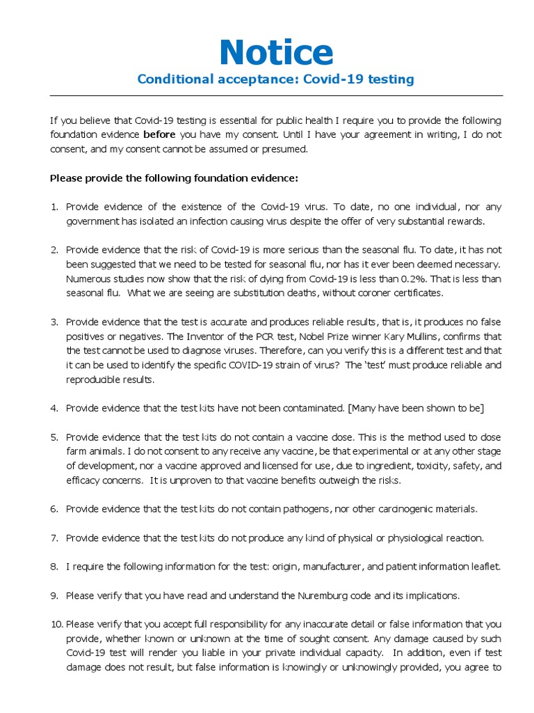 Covid-19 Testing - Notice To Give | PDF | Influenza | Vaccines