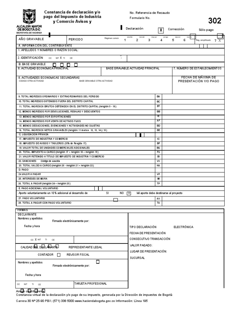 Formulario ICA 302 | PDF | Economias | Business