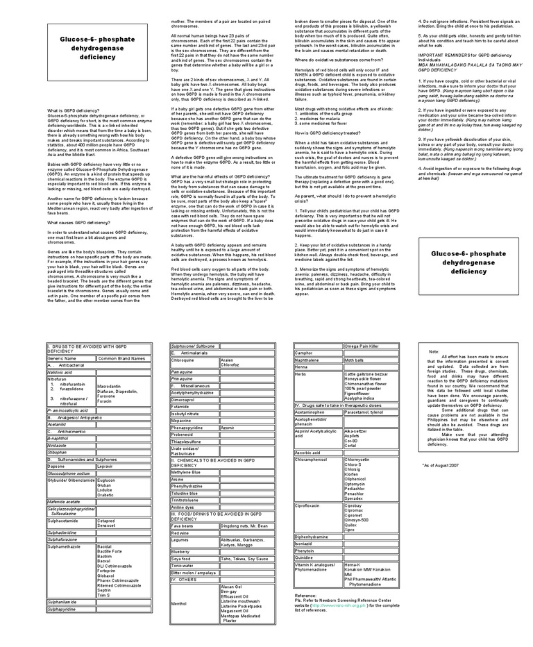 g6pd Brochure | PDF | Clinical Medicine | Medical Specialties