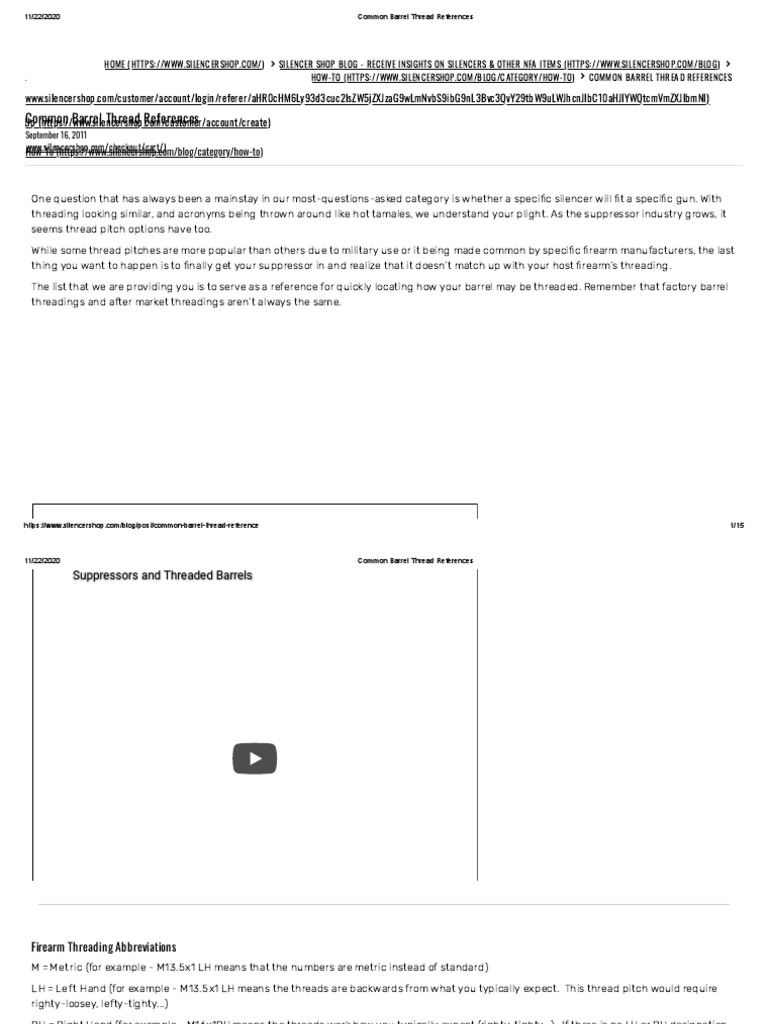 Common Barrel Thread References SUREFIRE | PDF | Gun Barrel | Ammunition