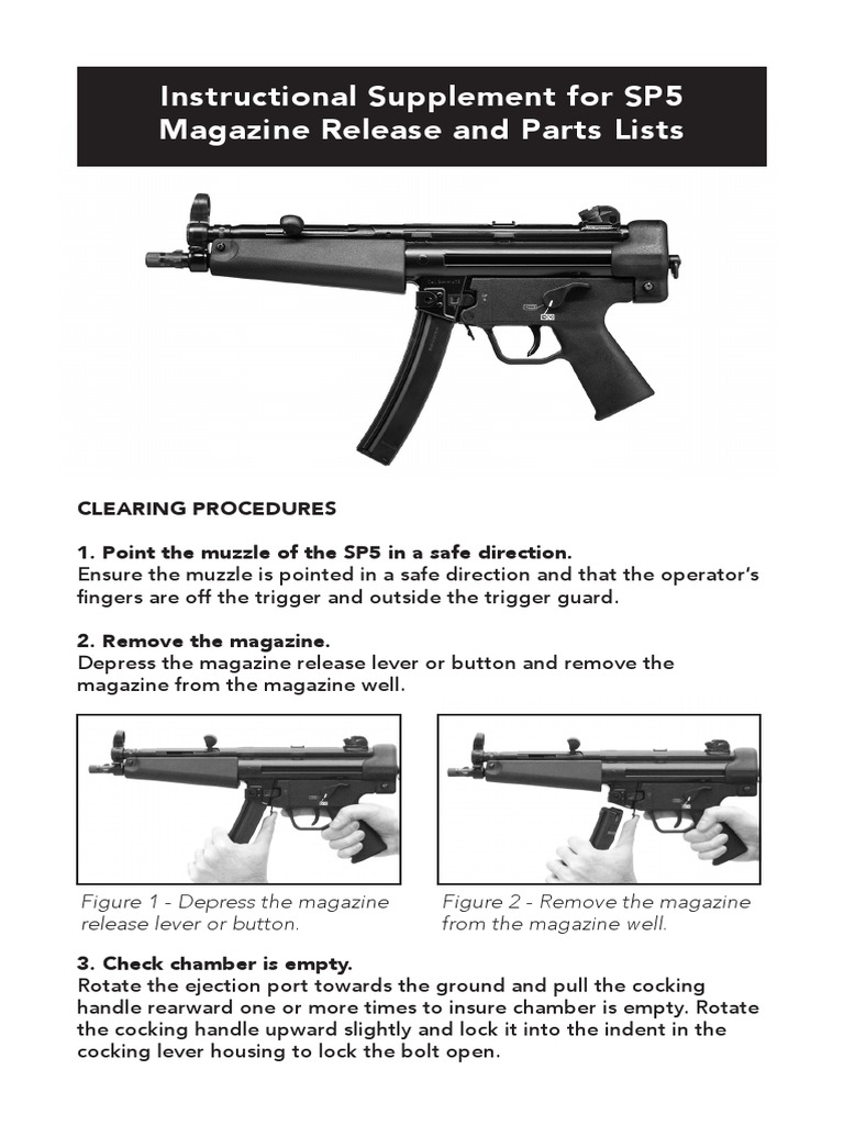 Instructional Supplement For SP5 Magazine Release and Parts Lists | PDF ...