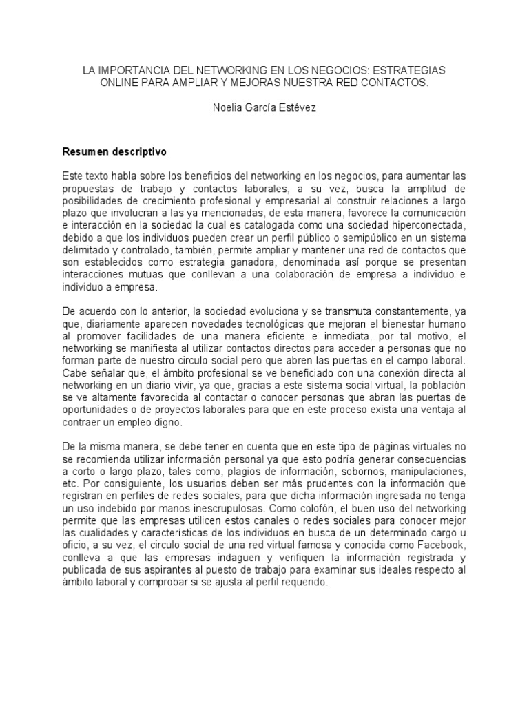 Resumen Descriptivo | PDF | Red social | Información