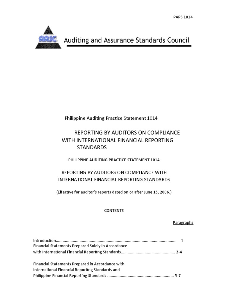 Reporting on Compliance with International Financial Reporting ...