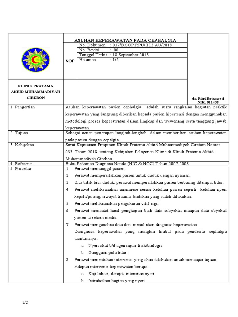 SOP Askep Cephalgia | PDF