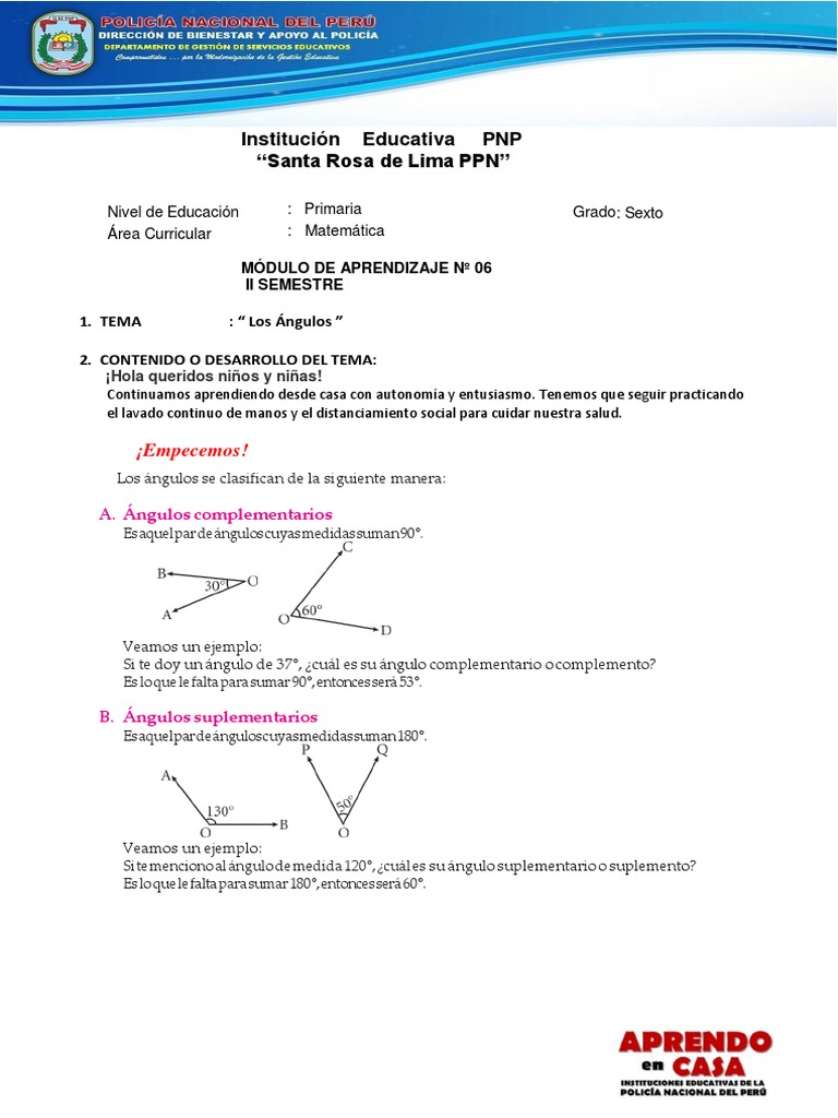 Modulo de Aprendizaje Matemática 6to 5 de Noviembre 2 | PDF