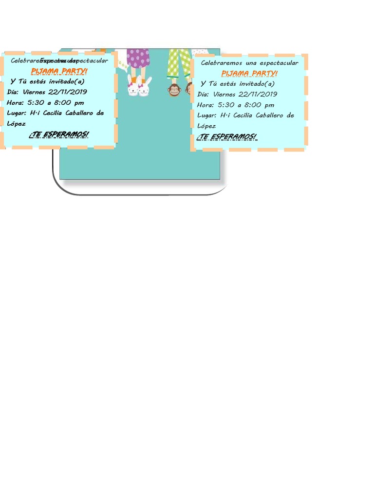 Invitaciones Lunada Pijamada Party | PDF | Ocio