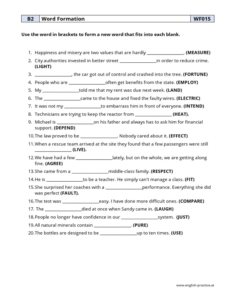B2 Word Formation Exercise WF015 | PDF | Computers