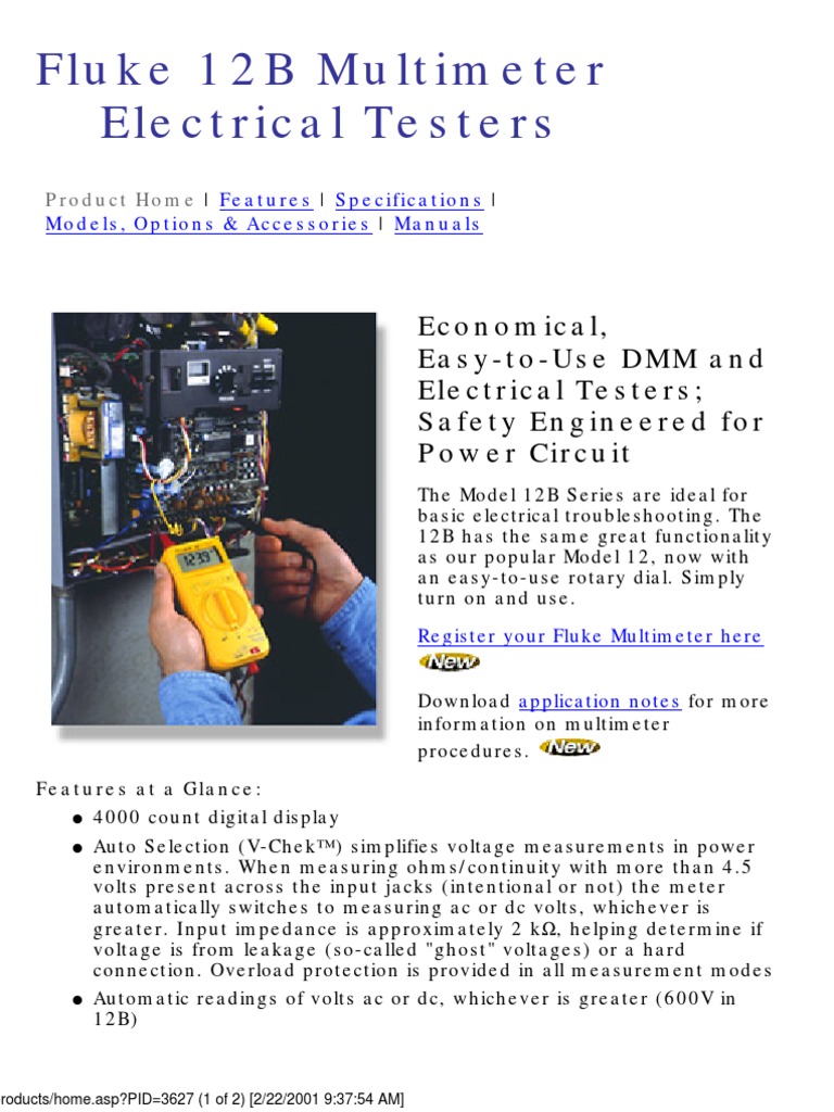 Fluke 12B Specification PDF | PDF | Electromagnetism | Equipment