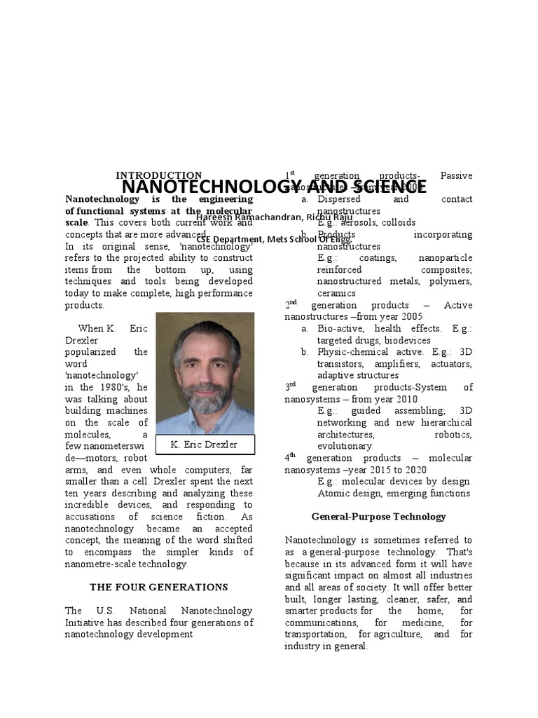 Nanotechnology Generations: A Review of the Development and ...