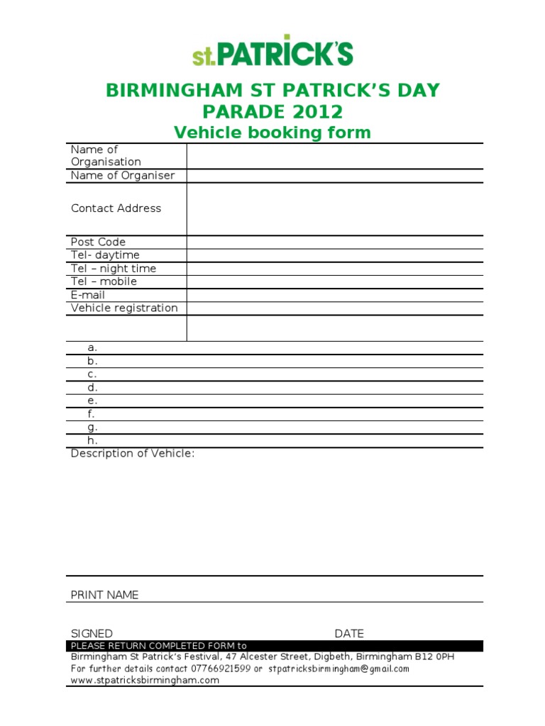 Vehicle Registration For Parade | PDF