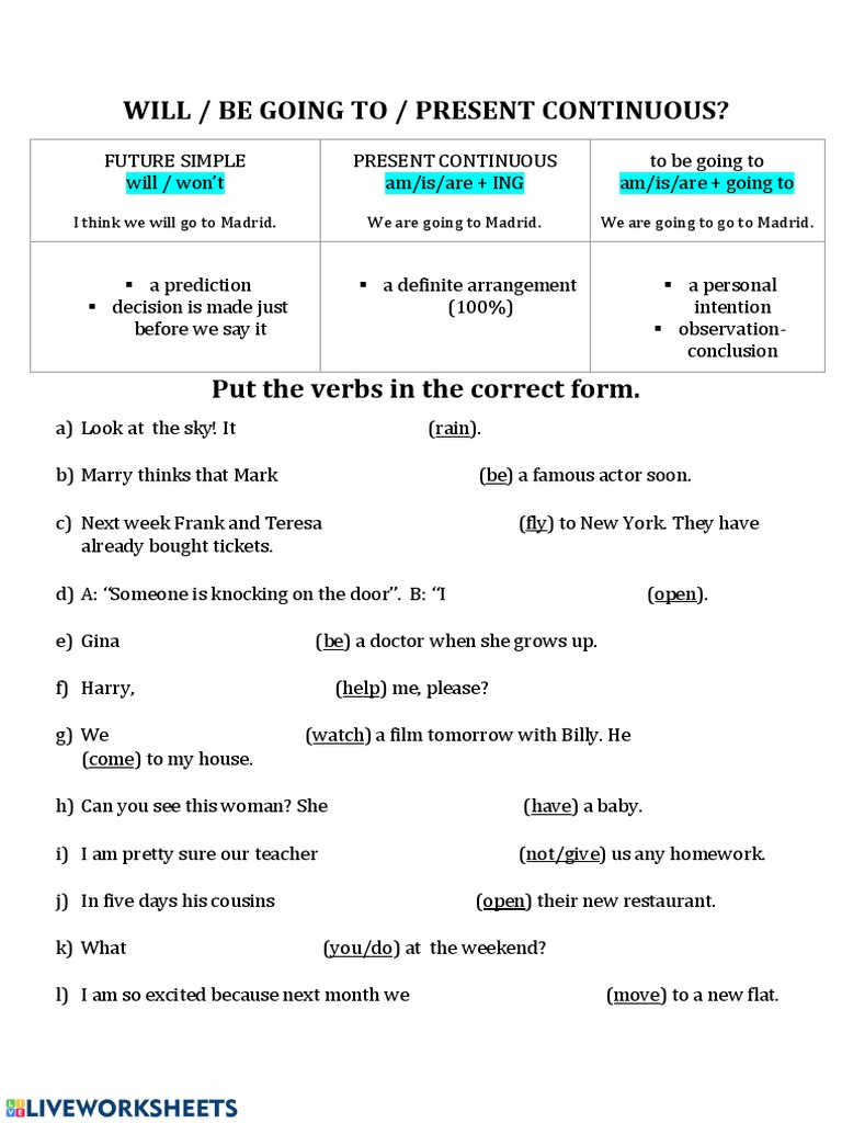 Future Will Going To Present Continuos PDF | PDF