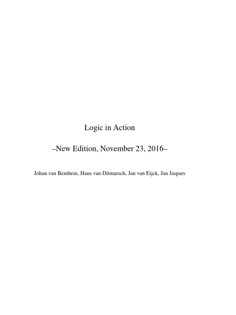 Logic in Action - New Edition, November 23, 2016-: Johan Van Benthem ...