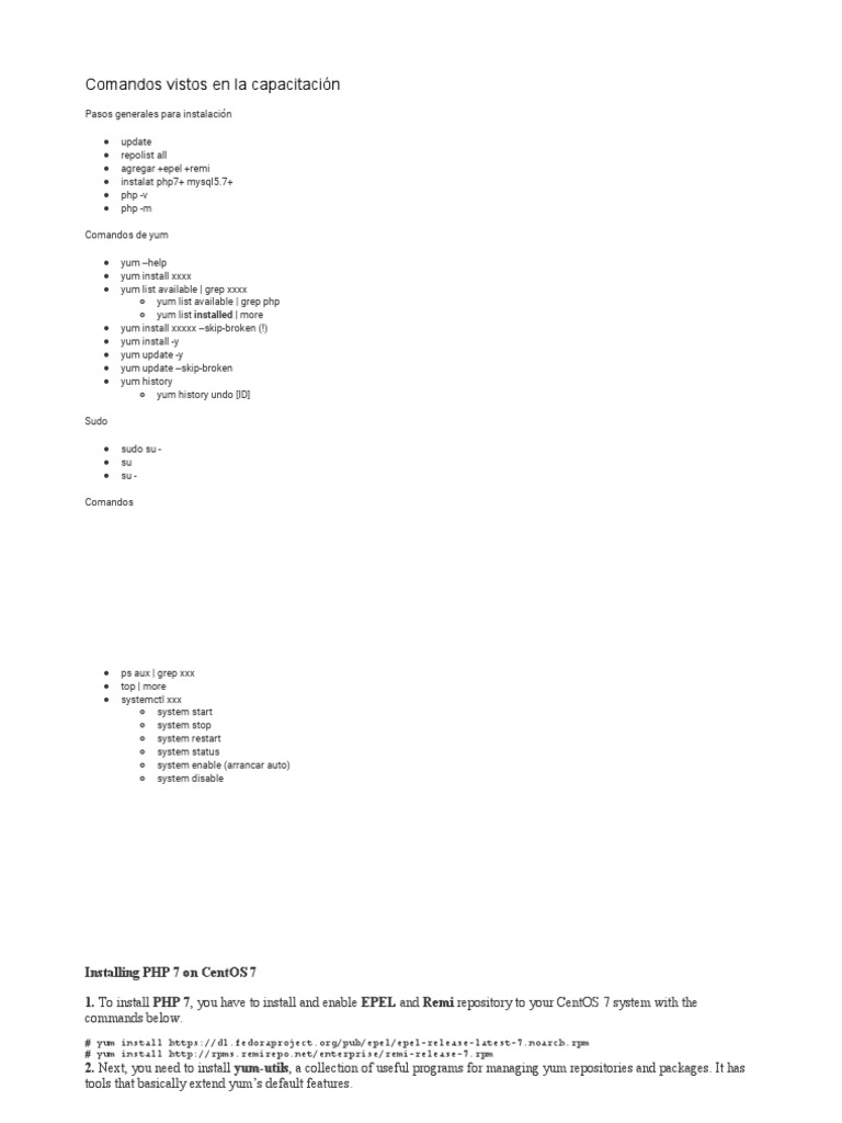 Comandos Vistos en La Capacitación | PDF | My Sql | Superuser