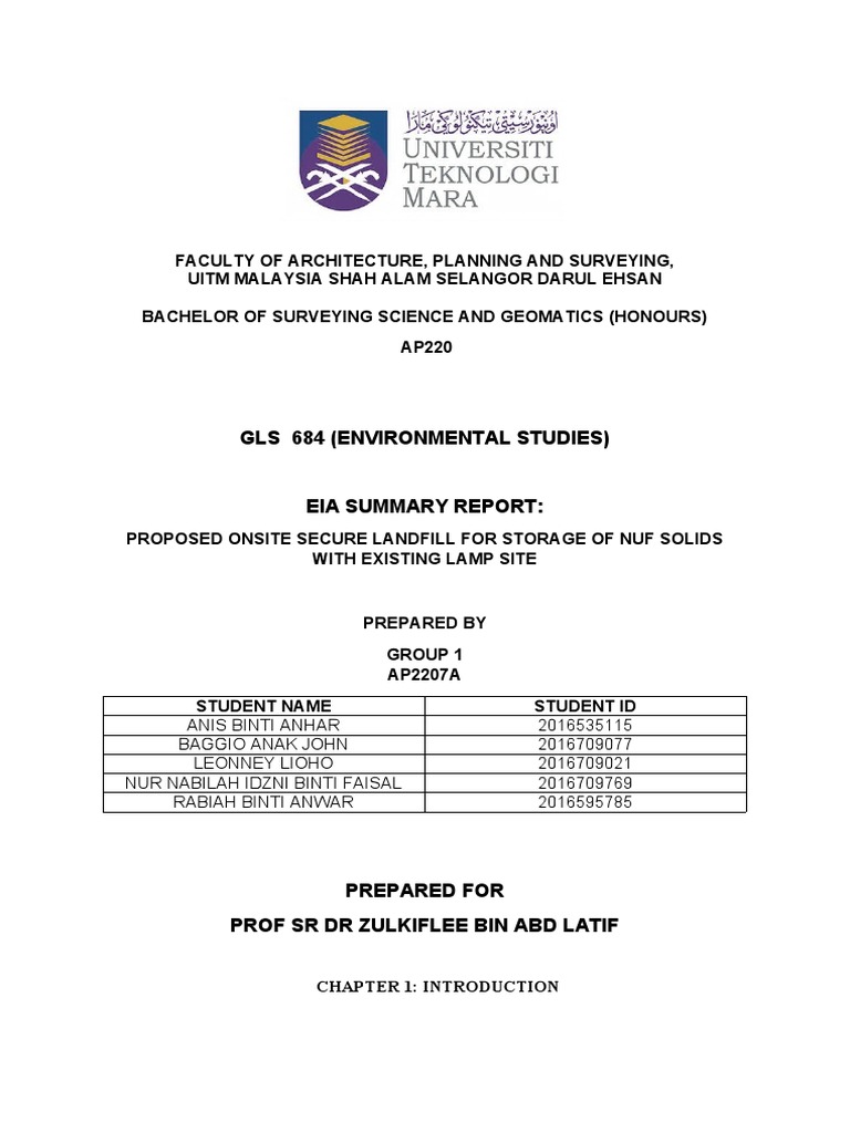 Eia Report Summary Group 1 7a | PDF | Environmental Impact Assessment ...