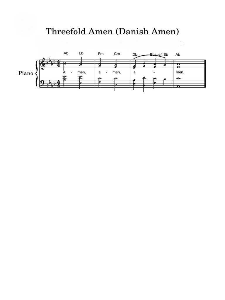 Threefold Amen (Danish Amen) : Score Created With The Free Version of ...