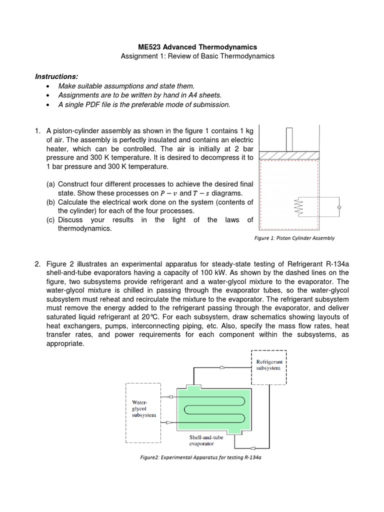 Advanced Thermodynamics Assignment Guide | PDF