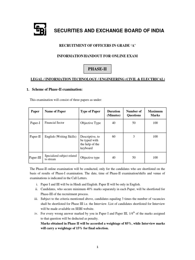 SEBI Phase 2 Papers Syllabus | PDF | Identity Document | Test (Assessment)