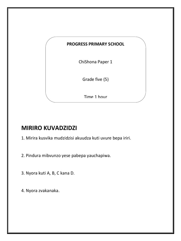 Shona Paper 1 | PDF | Languages Of Africa | Zimbabwe