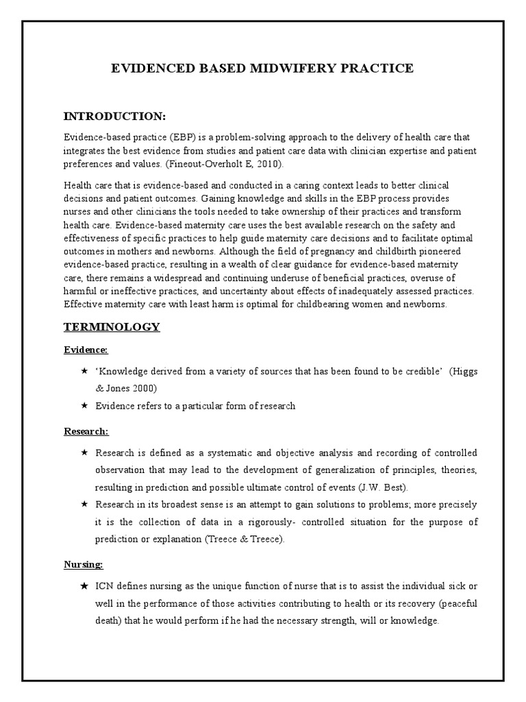 Evidenced Based Midwifery Practice | PDF | Evidence Based Medicine ...