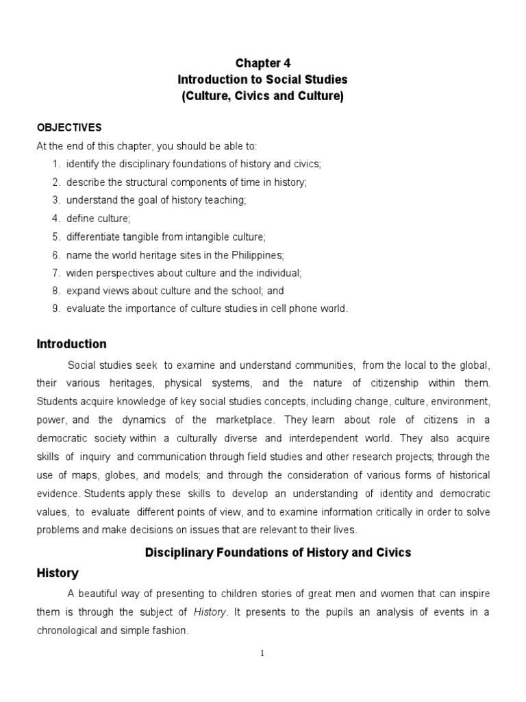Introduction To Social Studies (Culture, Civics and Culture) | Download ...