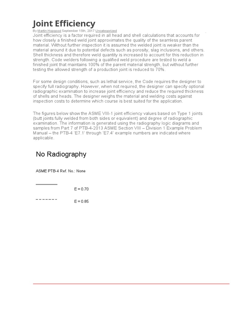Joint Efficiency: No Radiography | PDF | Welding | Construction