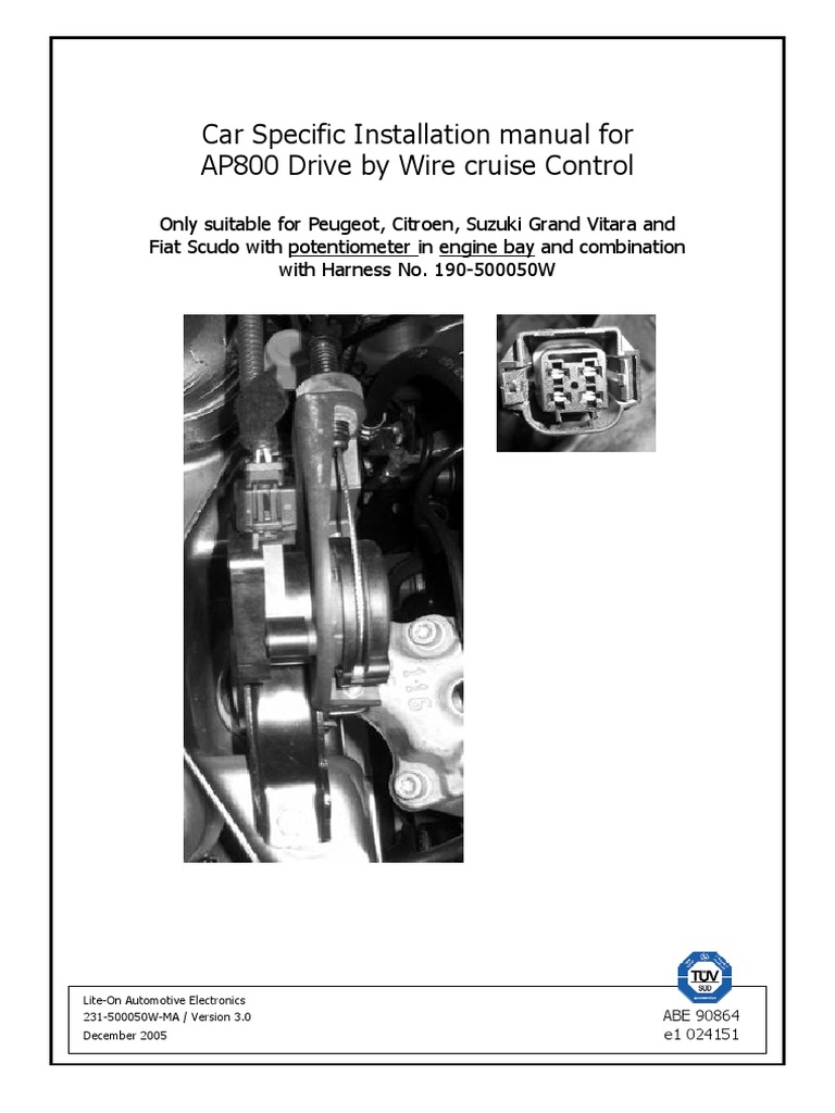 Car Specific Installation Manual For AP800 Drive by Wire Cruise Control ...