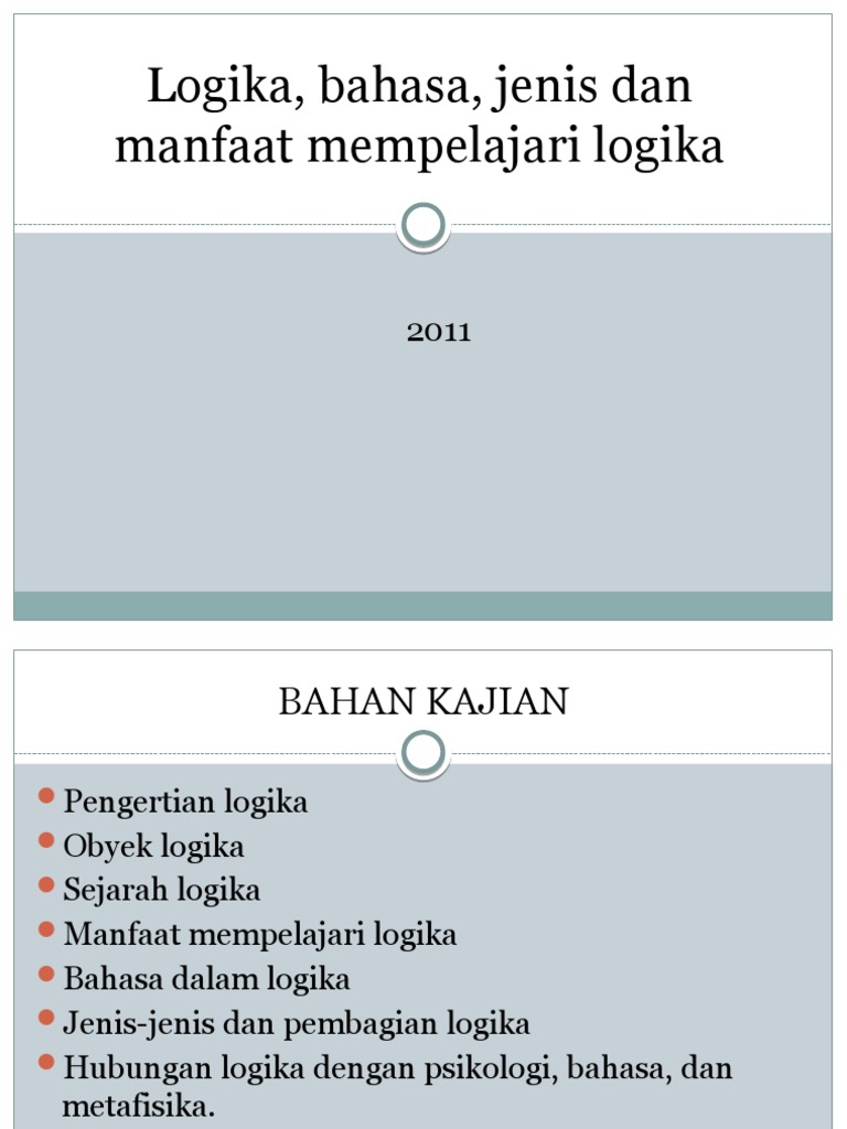 Logika, Bahasa, Jenis Dan Manfaat Mempelajari | PDF