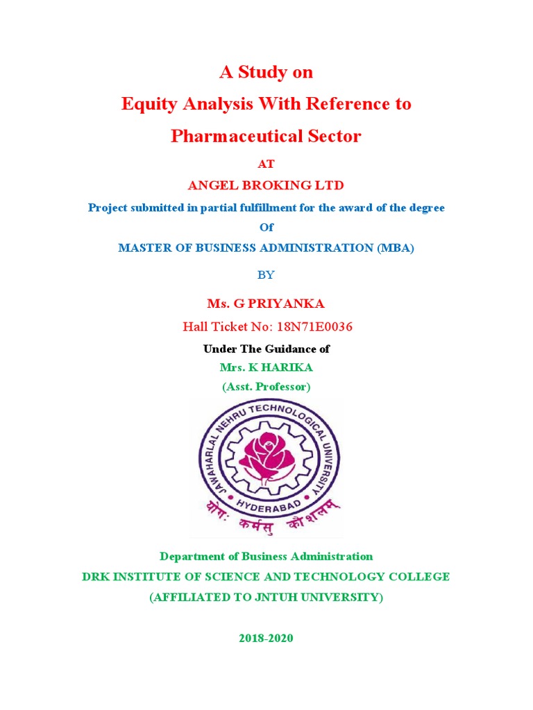 Equity Analysis in Pharma Sector MBA Report | PDF | Stock Exchange ...