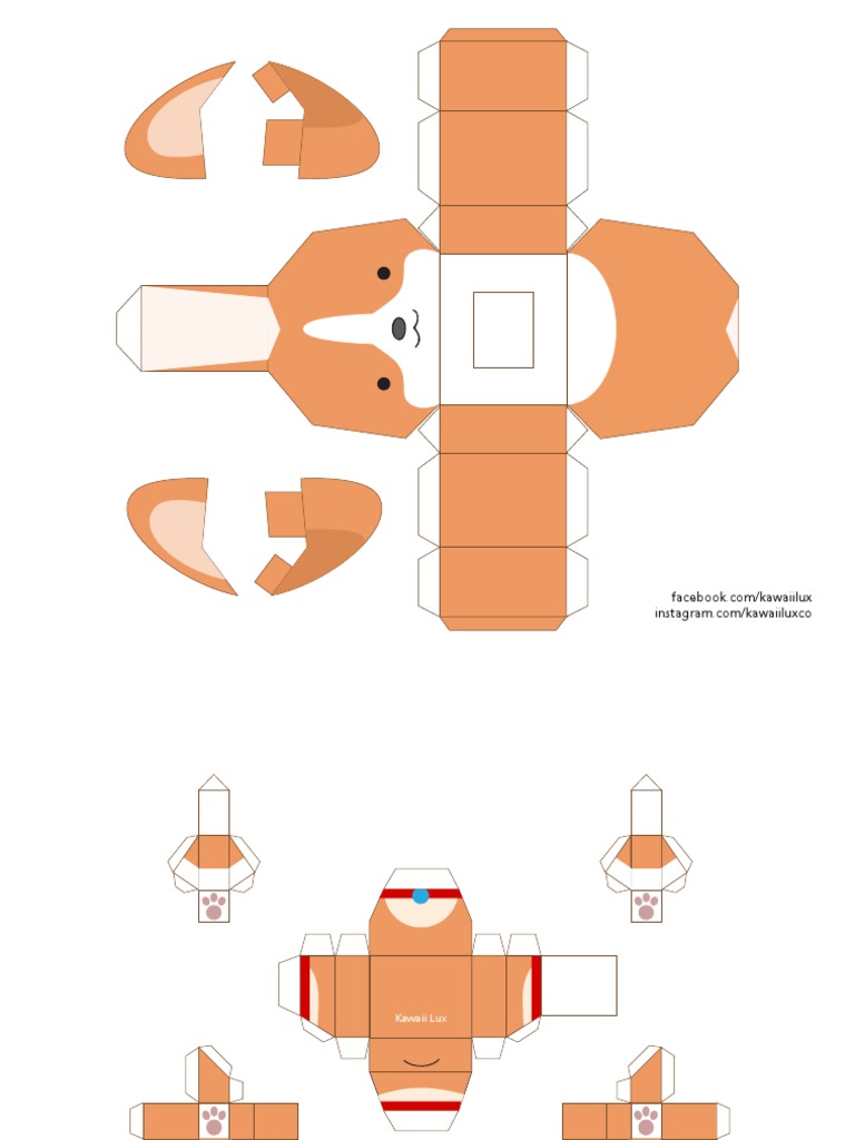 Corgi Red Pembroke Cute Pets DIY Papercraft Toy Kawaii Lux | PDF ...