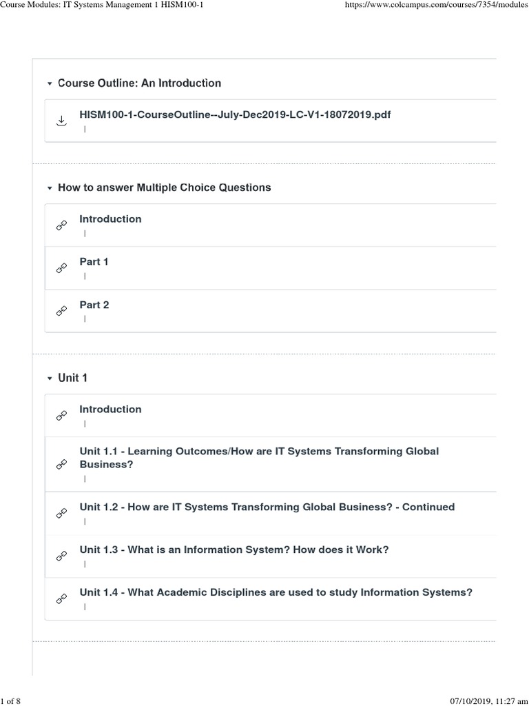Course Modules - IT Systems Management 1 HISM100-1 | Download Free PDF ...