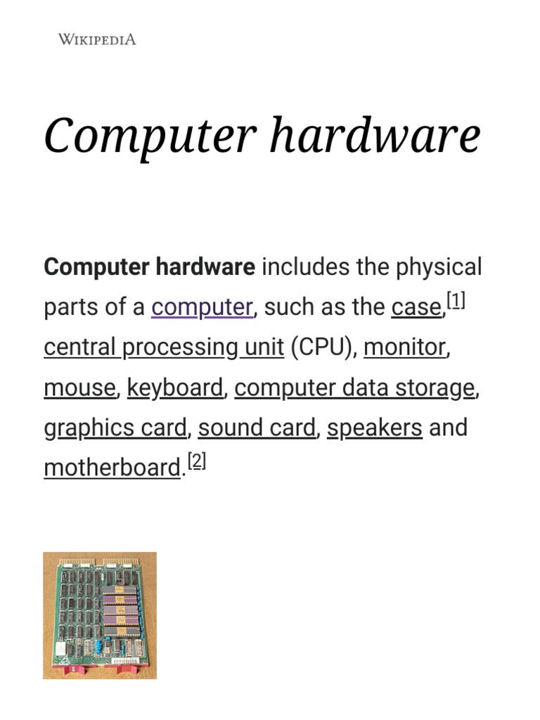 Computer Hardware - Wikipedia | PDF | Computer Hardware | Random Access Memory