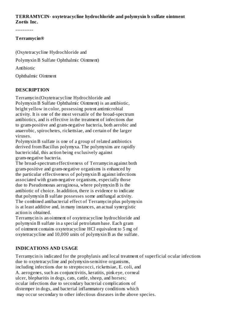 TERRAMYCIN-oxytetracycline Hydrochloride and Polymyxin B S Ulfate ...