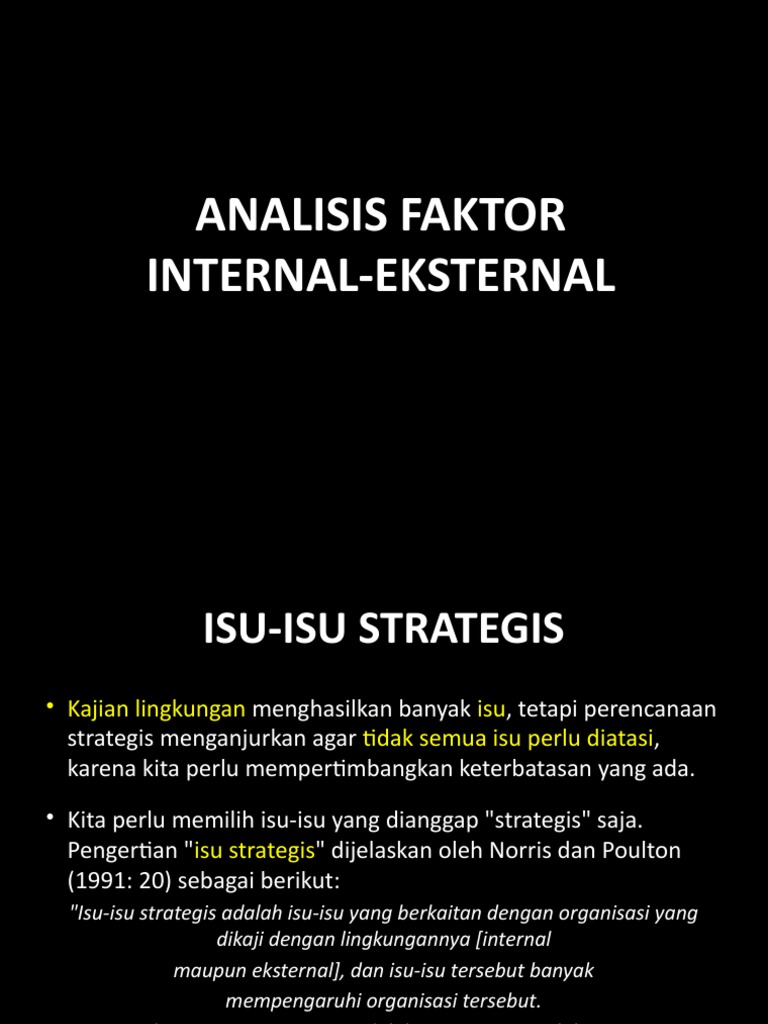 Materi V - Isu Strategis - Analisis Int+Eks - Posisi Organisasi | PDF
