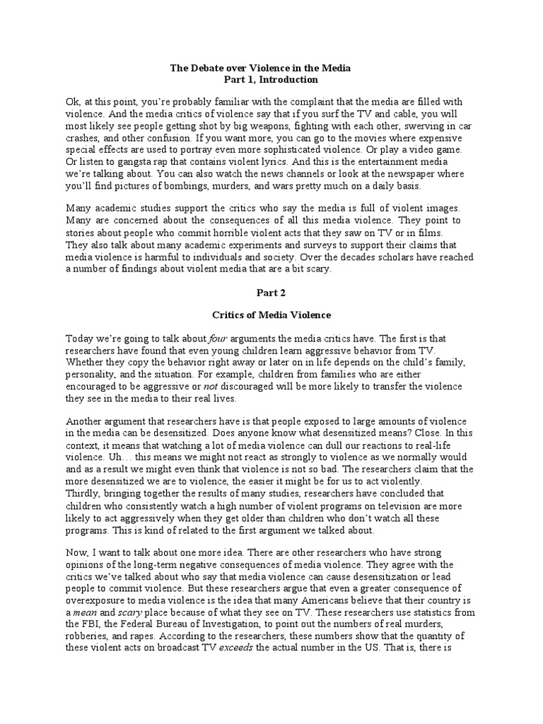 Mediaviolence | PDF | Violence | Mass Media