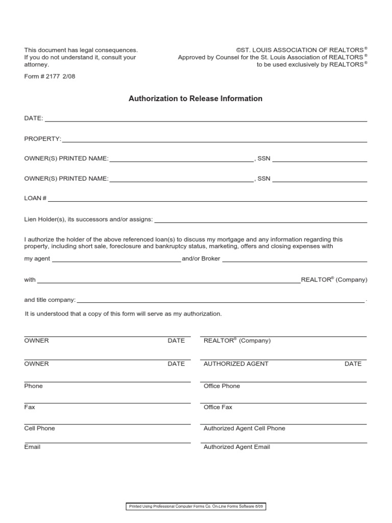Short Sale Authorization | PDF | Law